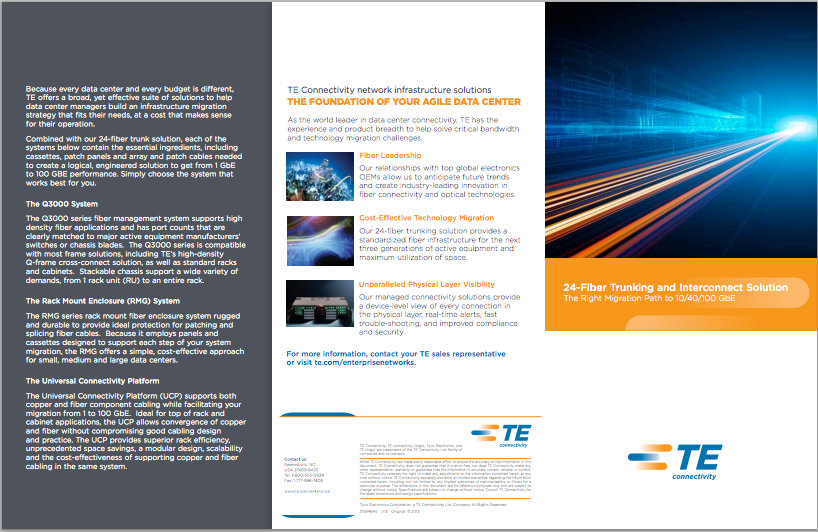 TE Connectivity's 24-fiber Trunking Solution