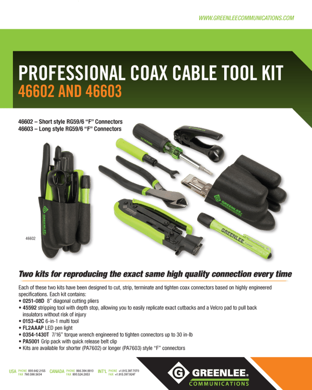 Repeatability is King with Greenlee's Professional Coax Cable Tool Kits