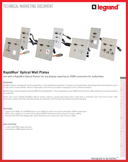 Quiktron RapidRun Optical Wall Plates
