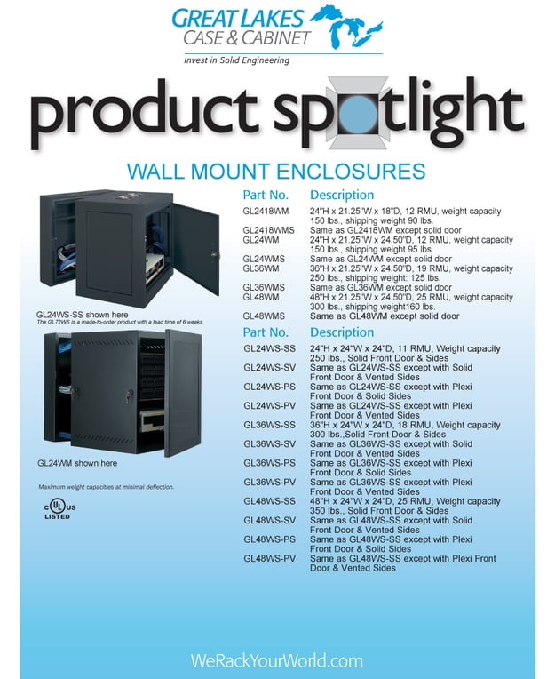Great Lakes Case and Cabinet WM Series Wall Mount