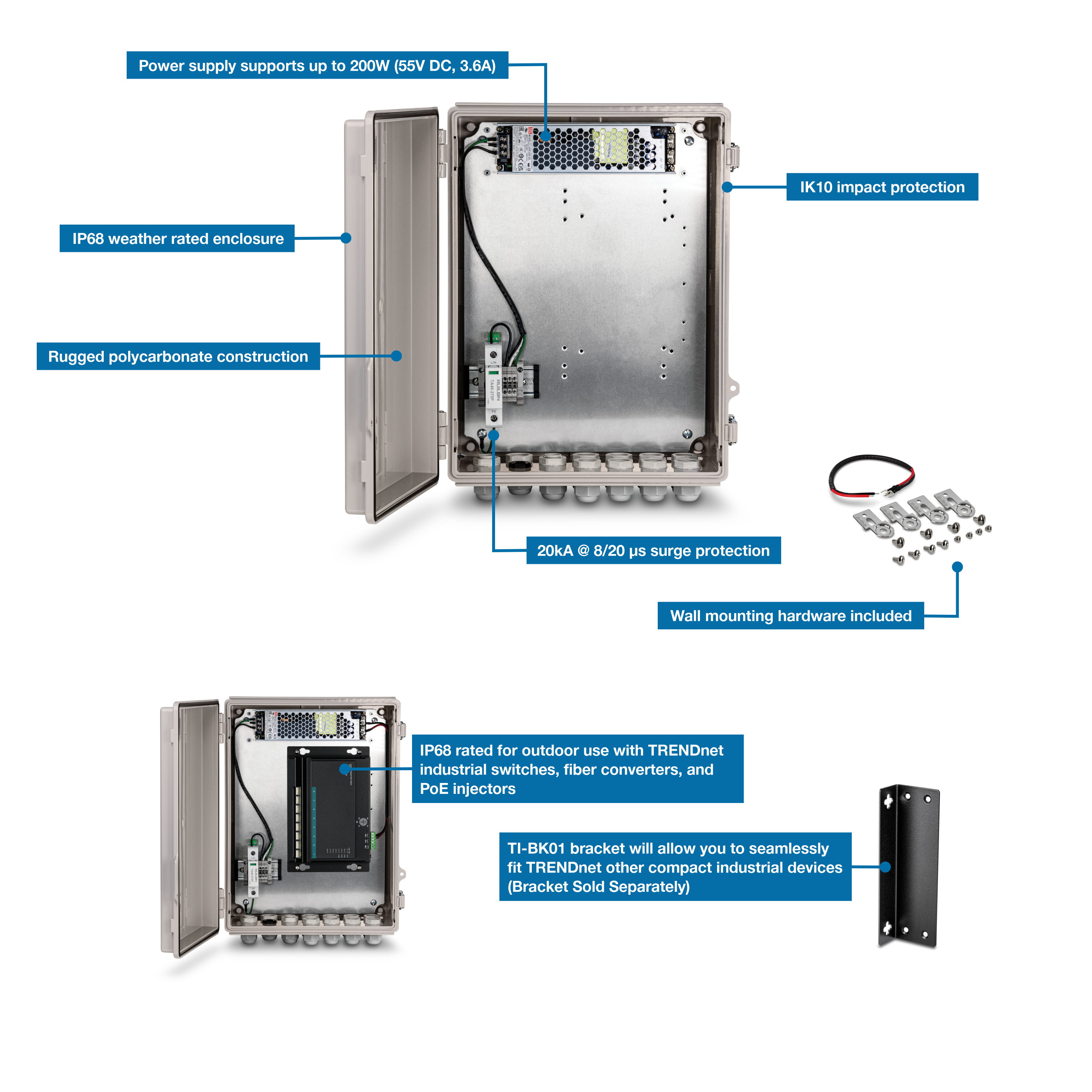 New Outdoor IP68 Weatherproof Enclosure with Power Supply by TRENDnet